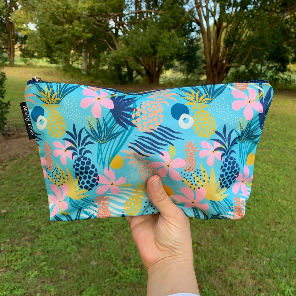 Water-Resistant & Lightweight Zip Beach Pouch - Pineapple Passion ...