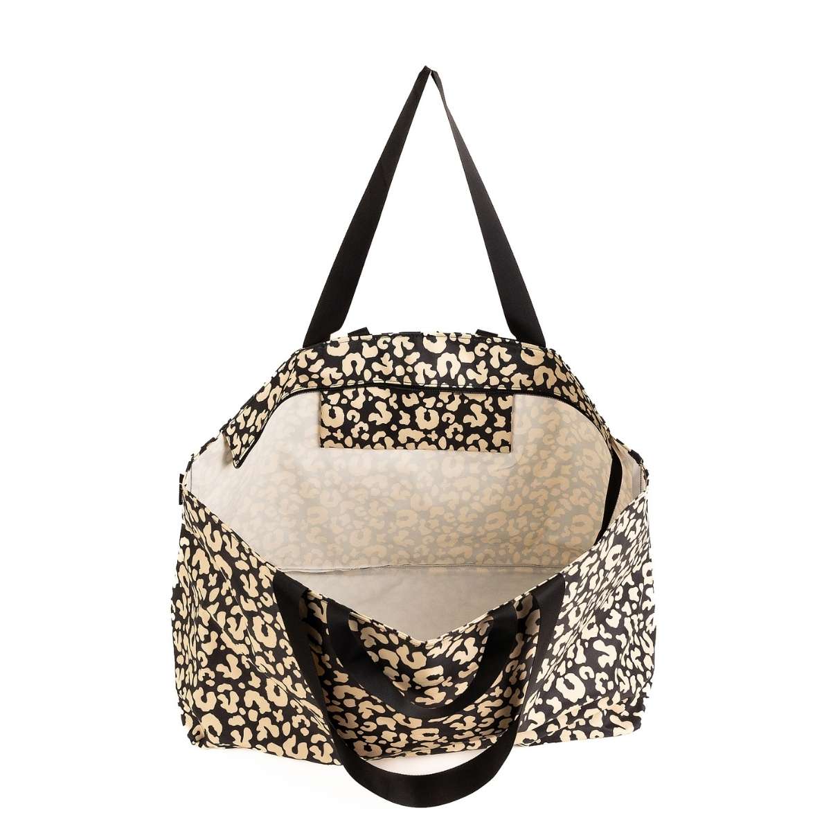 Water-Resistant Extra-Large Beach Bag with Zipper - Leopard Print ...